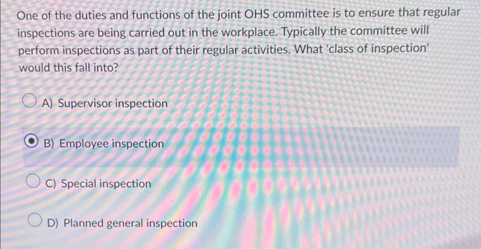 Solved One of the duties and functions of the joint OHS | Chegg.com