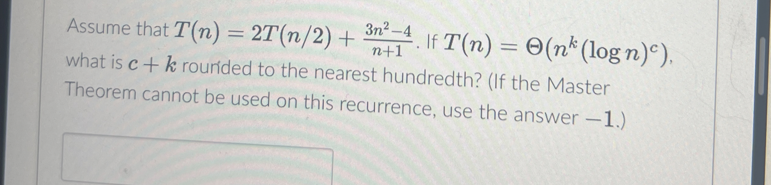 Solved Assume that T(n)=2T(n2)+3n2-4n+1. ﻿If | Chegg.com