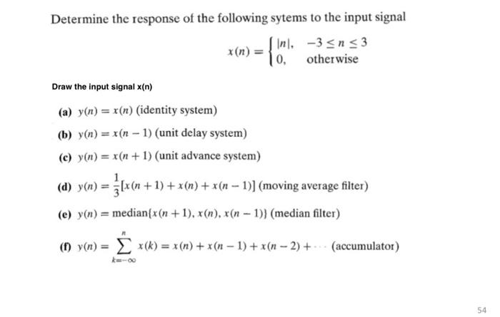 Solved Determine the response of the following sytems to the | Chegg.com