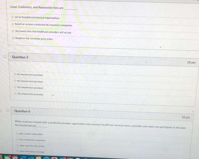 Solved Usual, Customary, and Reasonable fees are set by | Chegg.com