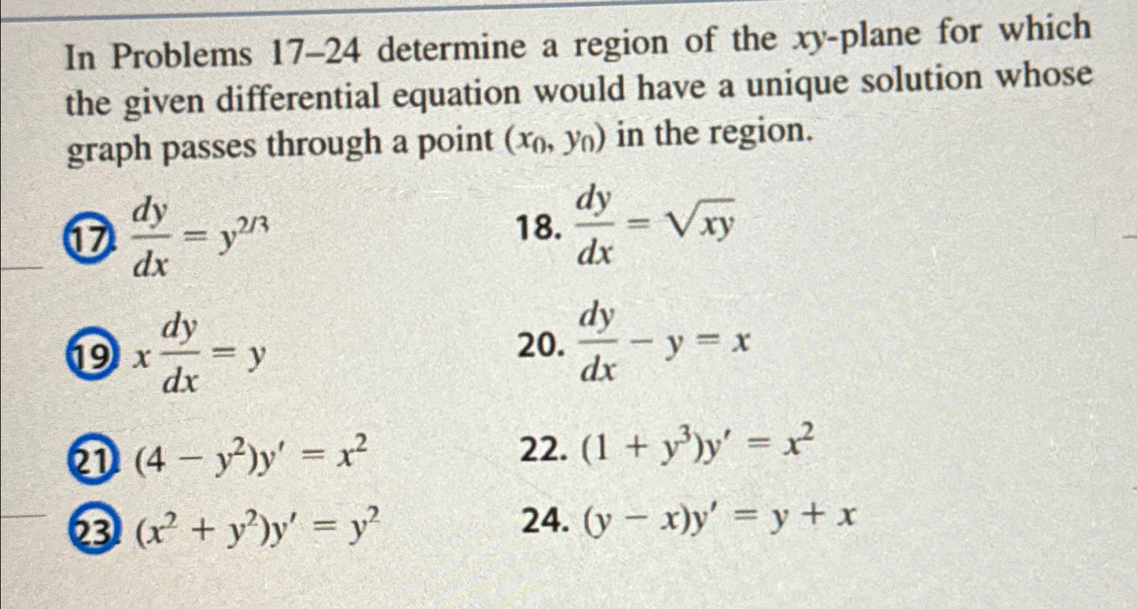 Solved In Problems 17-24 determine a region of the xy-plane | Chegg.com