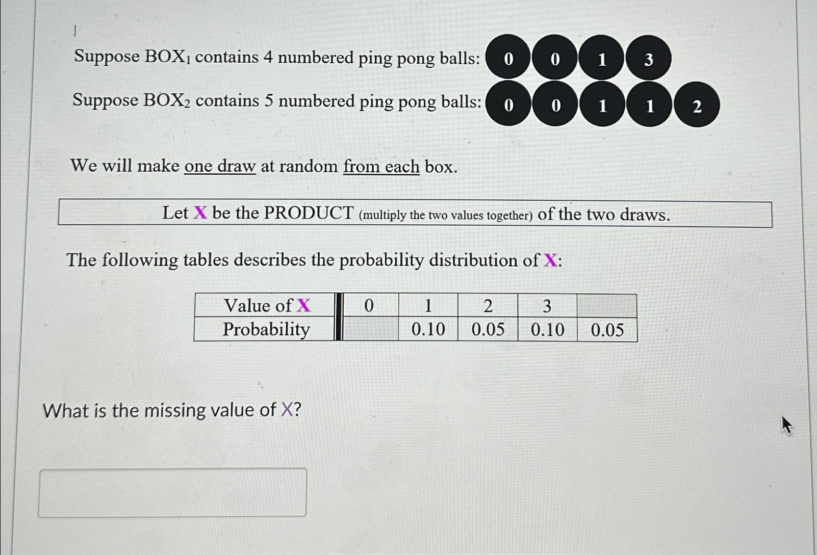 Solved ISuppose BOx1 ﻿contains 4 ﻿numbered ping pong | Chegg.com