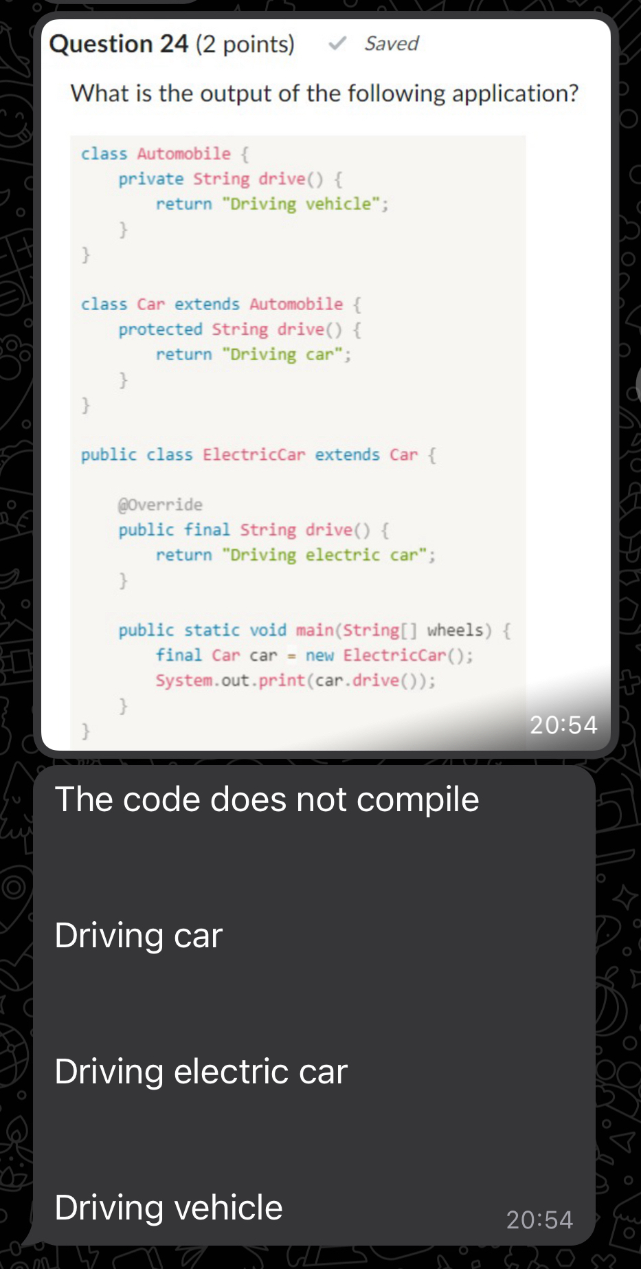 Solved Question 24 ( 2 ﻿points)SavedWhat is the output of | Chegg.com
