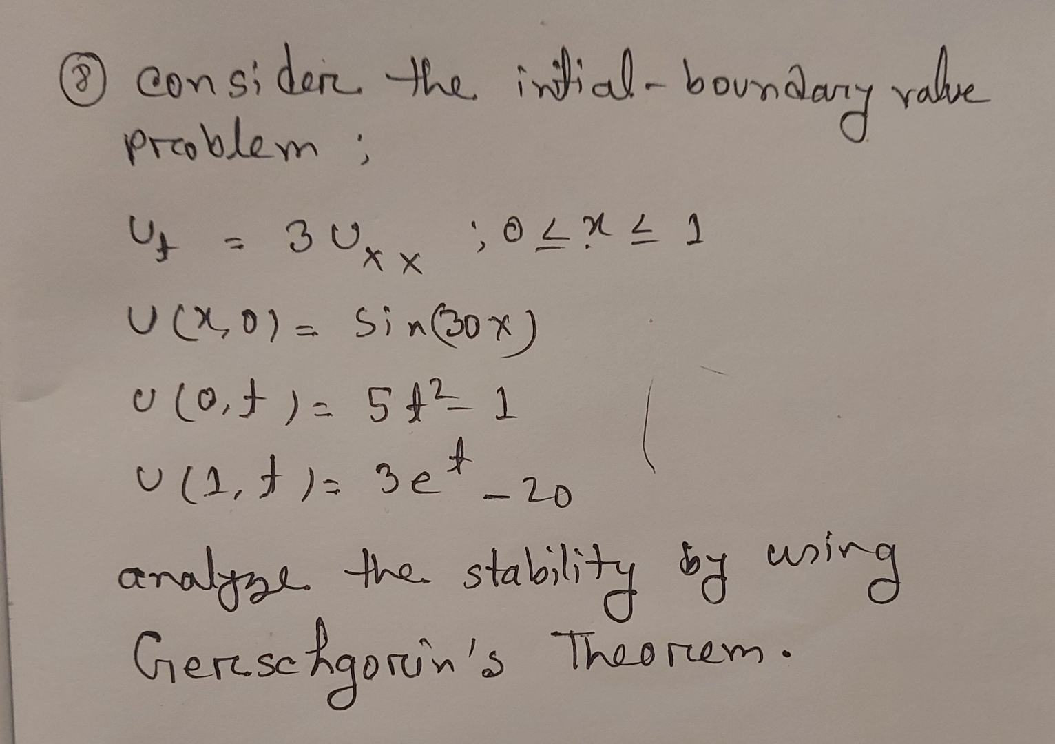 Solved (8) ﻿consider the intial-boundary value | Chegg.com