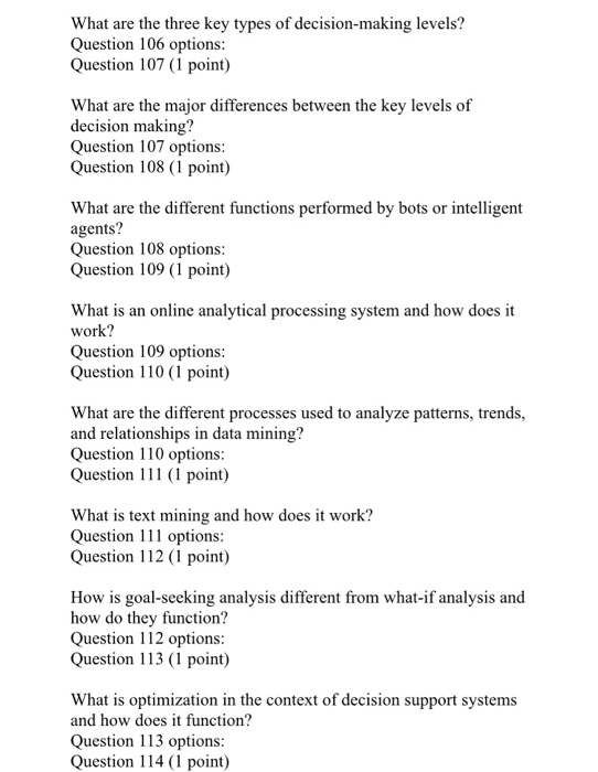 Solved What are the three key types of decision-making | Chegg.com