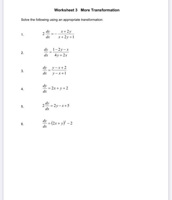 Solved Worksheet 4 Integration Factor Method Obtain the | Chegg.com