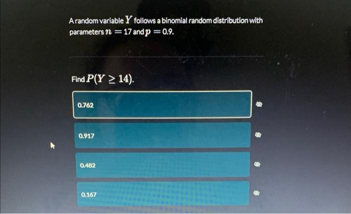 Solved A random variable Y follows a binomial random | Chegg.com