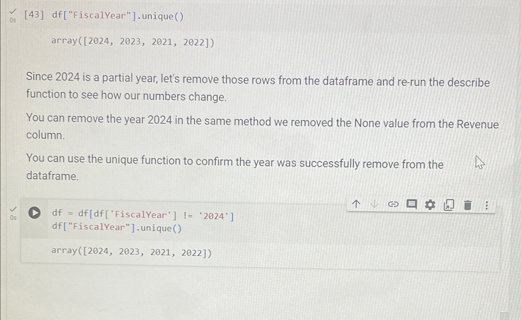 Solved how do I get rid of year 2024 ﻿from FiscalYear | Chegg.com