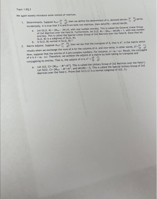 Solved Topic 1 DQ ? We asain loosely introduce some notions | Chegg.com