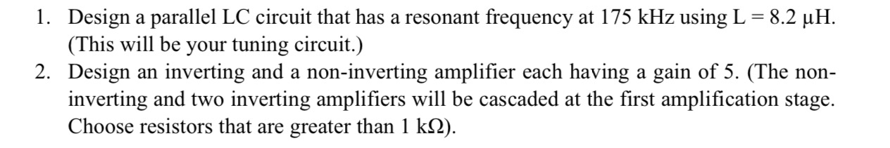 Solved Design a parallel LC circuit that has a resonant | Chegg.com