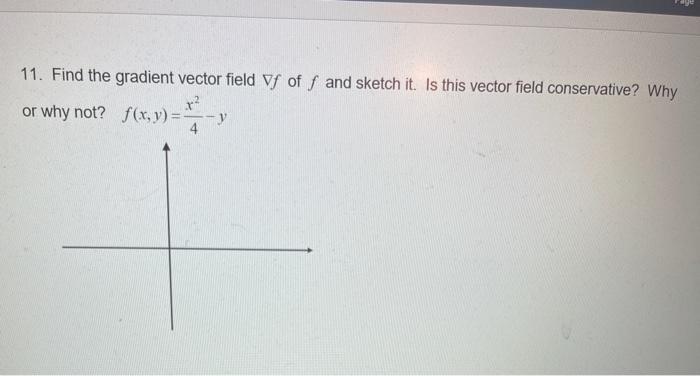 Solved 11. Find the gradient vector field Vf of f and sketch | Chegg.com
