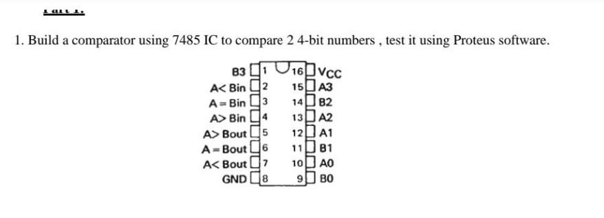 Solved 1. Build a comparator using 7485 IC to compare 2 | Chegg.com