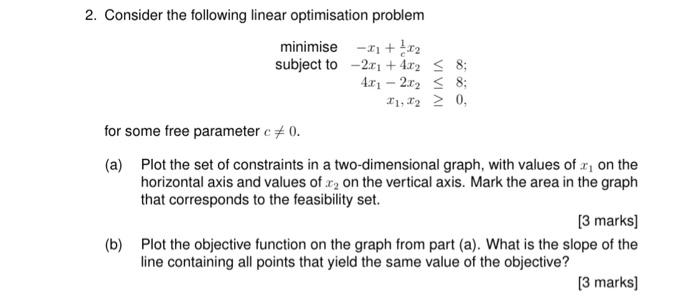 Solved 2. Consider the following linear optimisation problem | Chegg.com