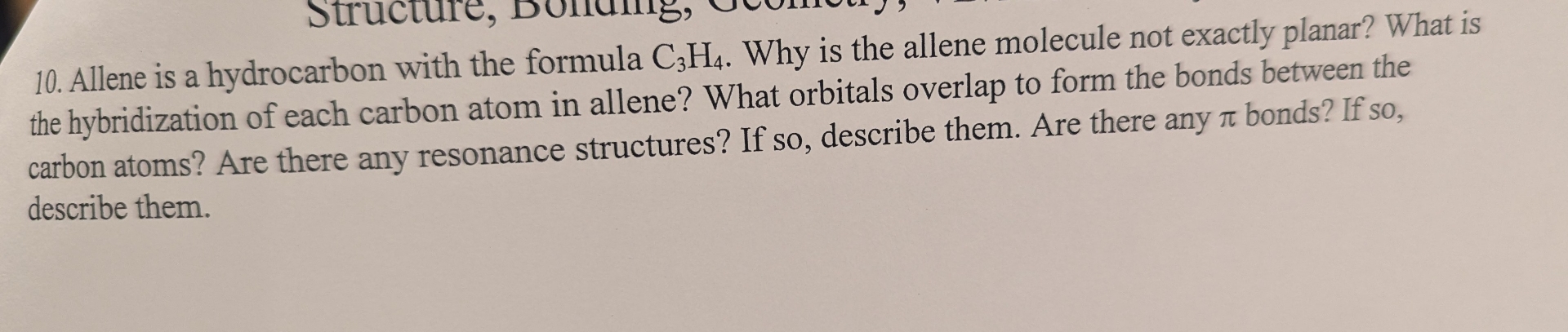 Solved Allene is a hydrocarbon with the formula C3H4. ﻿Why | Chegg.com