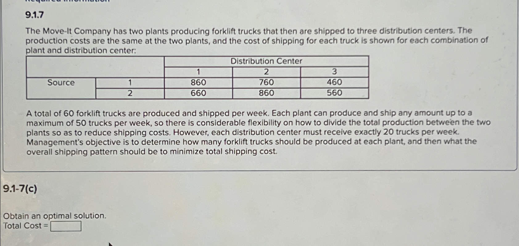 Solved 9.1.7The Move-lt Company has two plants producing | Chegg.com