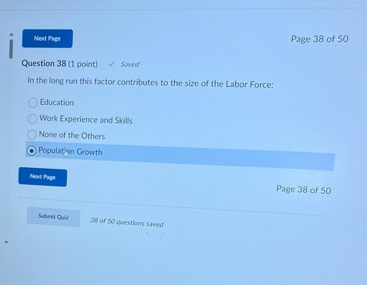 Solved Page 38 ﻿of 50Question 38 (1 ﻿point) ﻿SavedIn the | Chegg.com