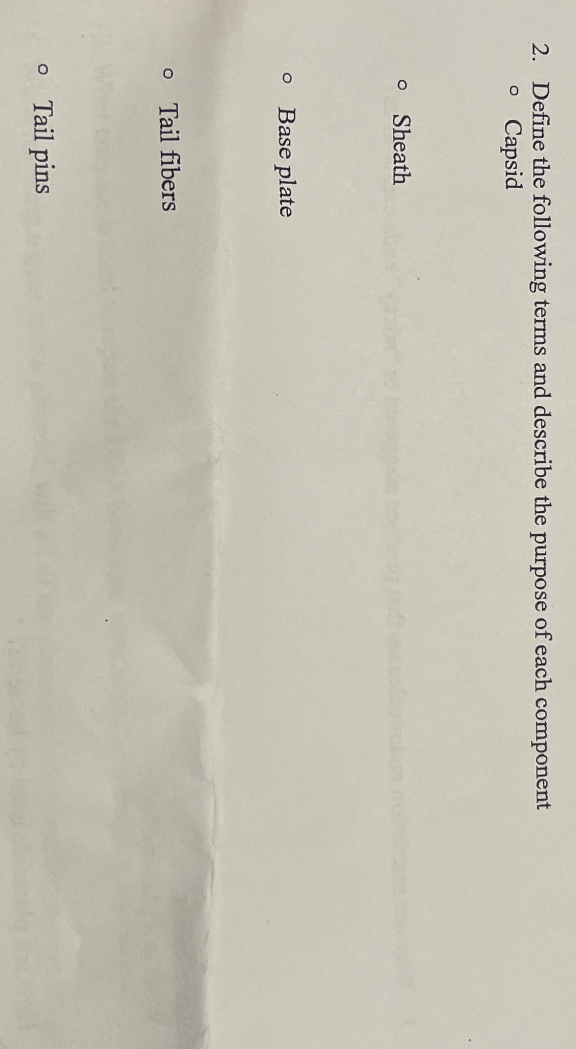 Solved Define the following terms and describe the purpose | Chegg.com