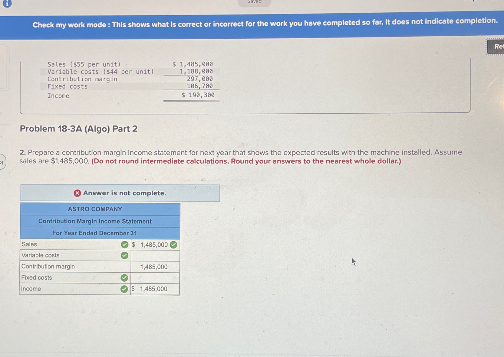Solved !Required informationProblem 18-3A (Algo) ﻿Break-even | Chegg.com
