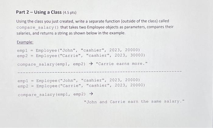 Create a class called Employee. Each employee data is | Chegg.com