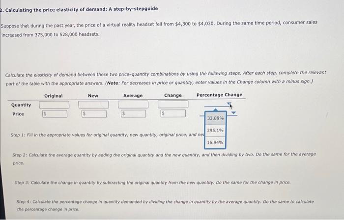 Solved Calculating the price elasticity of demand: A | Chegg.com