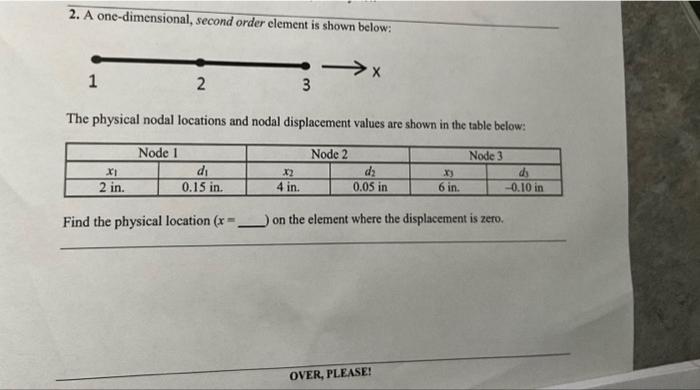Solved 2. A one-dimensional, second order element is shown | Chegg.com