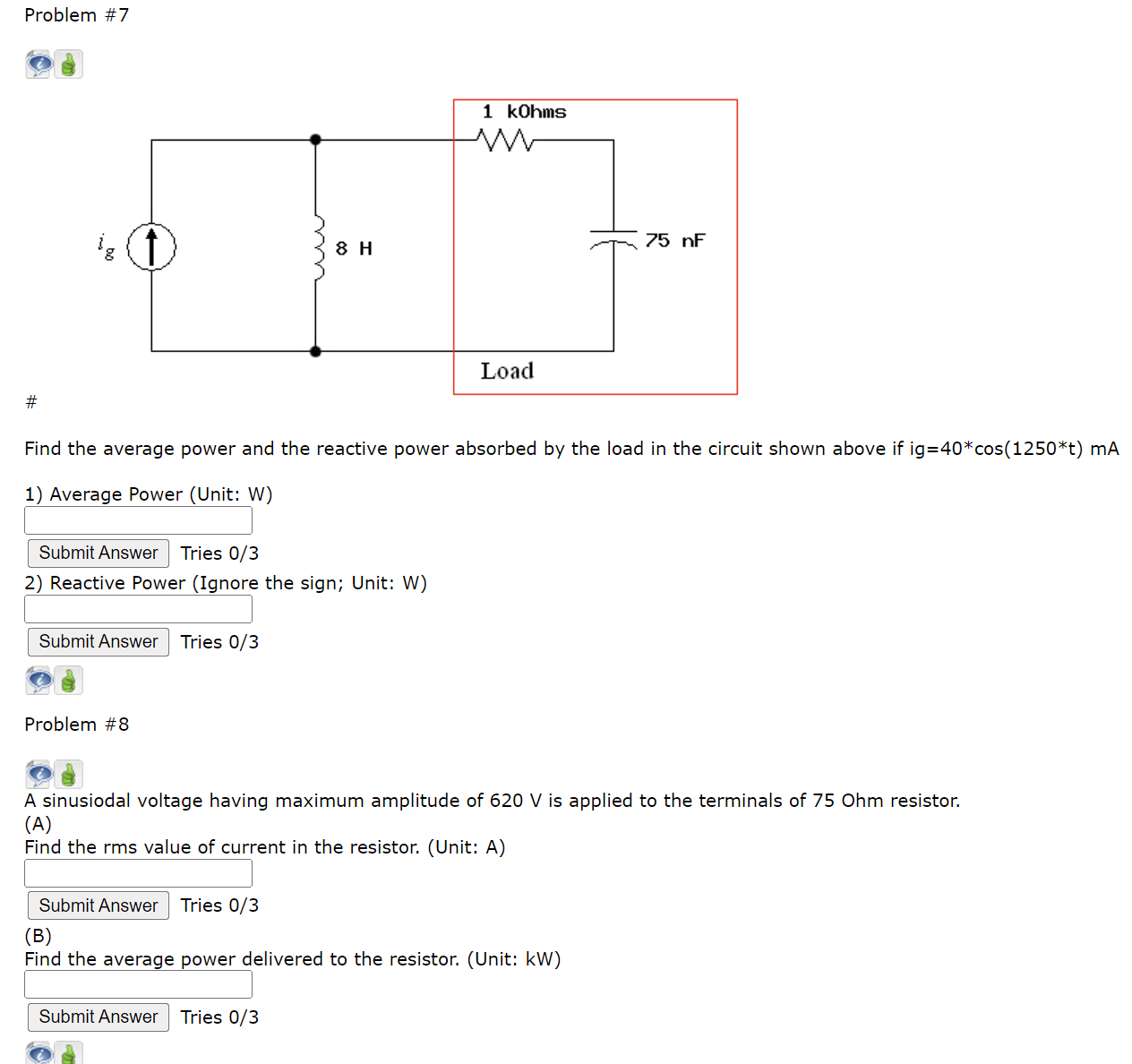 Solved Problem #7Find the average power and the reactive | Chegg.com