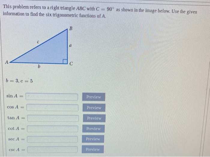 Solved This problem refers to a right triangle ABC with C = | Chegg.com