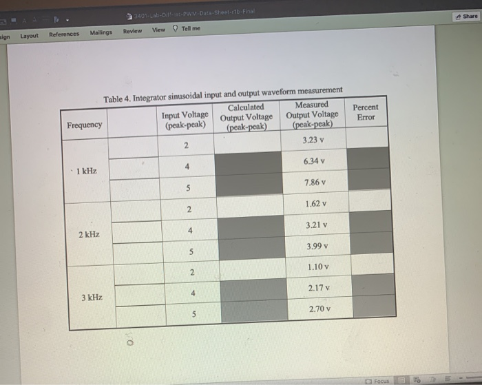 Solved could calculate the output voltage and percentage | Chegg.com