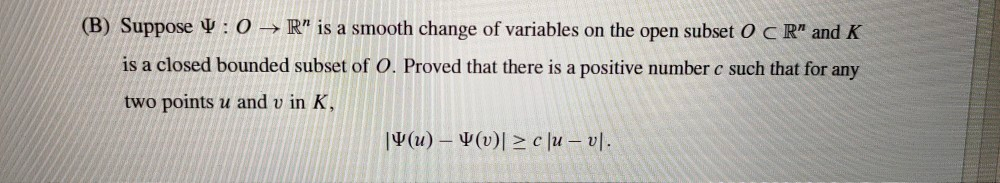 (B) Suppose y: 0 R" is a smooth change of variables | Chegg.com