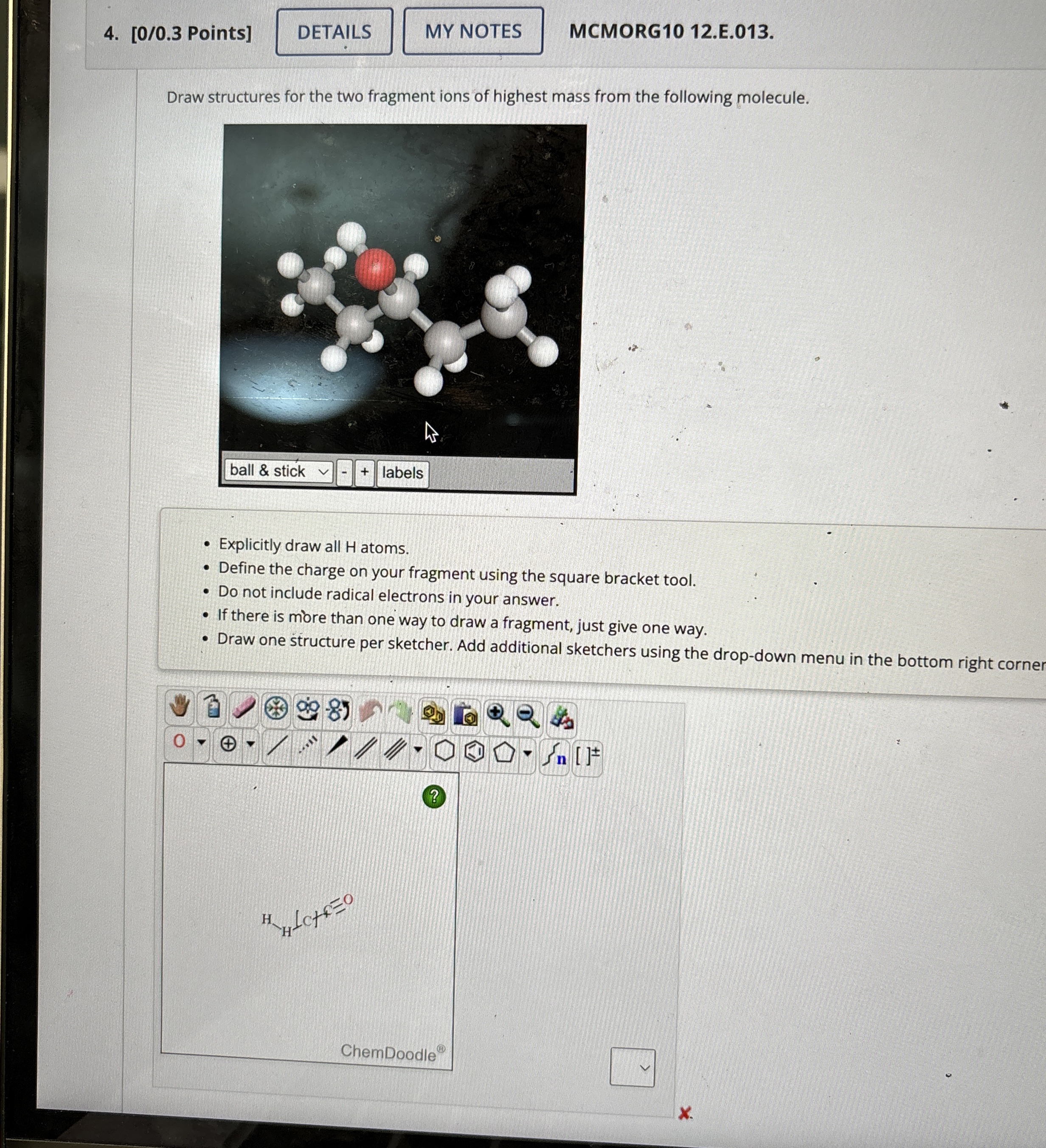 Solved Draw structures for the two fragment ions of highest | Chegg.com