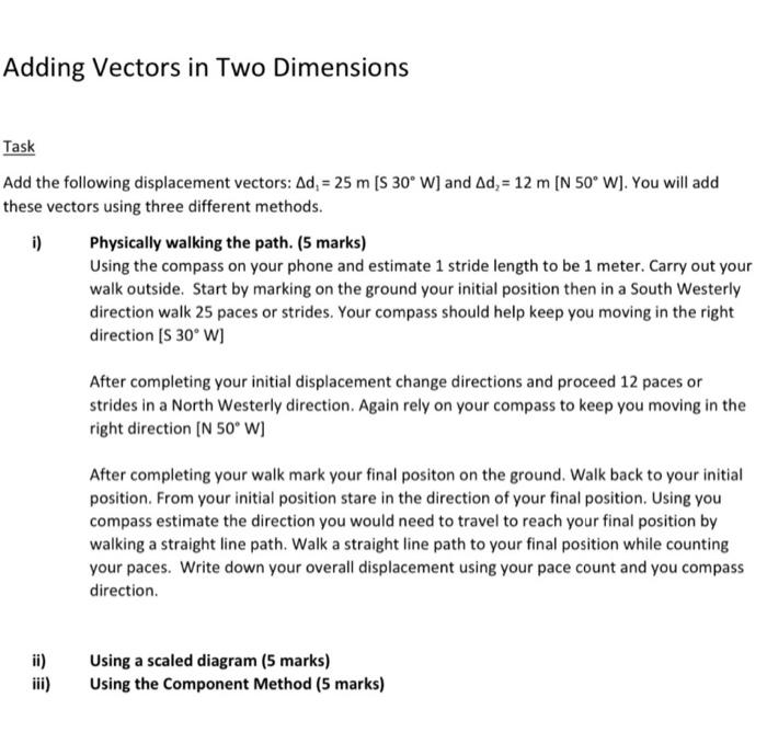Solved Adding Vectors in Two Dimensions Task Add the | Chegg.com