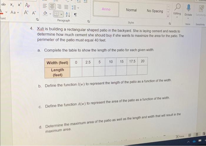 Solved Xuli is building a rectangular shaped patio in the | Chegg.com