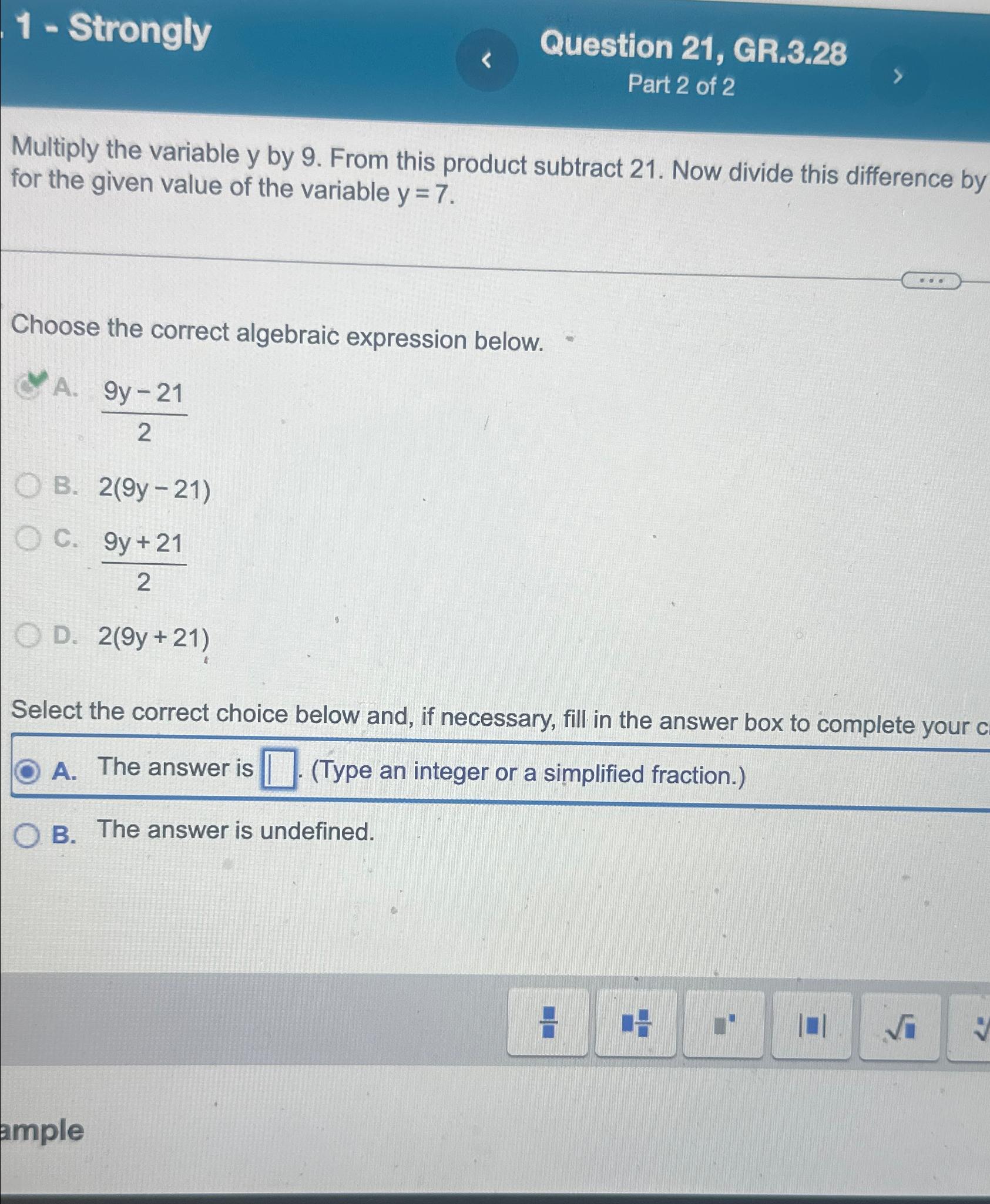 Solved 1 - ﻿StronglyQuestion 21, ﻿GR.3.28Part 2 ﻿of | Chegg.com