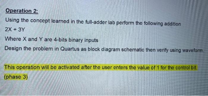 Solved Operation 2: Using the concept learned in the | Chegg.com