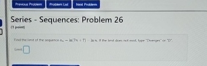 Solved Series - ﻿Sequences: Problem 26(1 ﻿point)Find the | Chegg.com