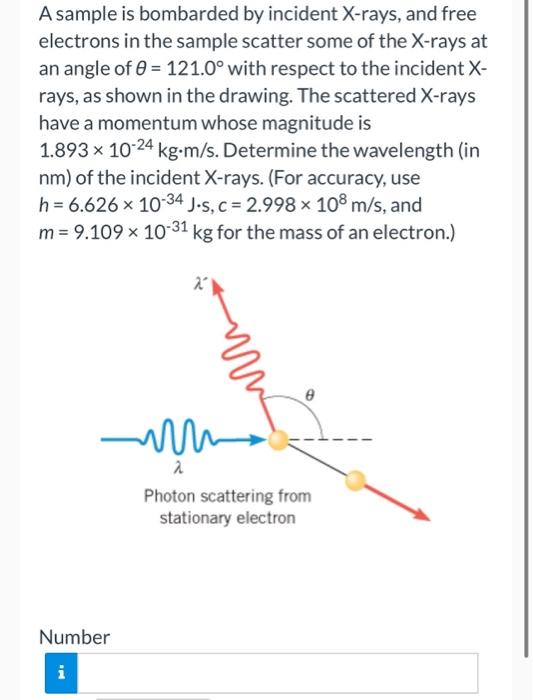 Solved A sample is bombarded by incident X-rays, and free | Chegg.com