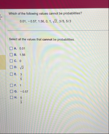 Solved Which of the following values cannot be | Chegg.com