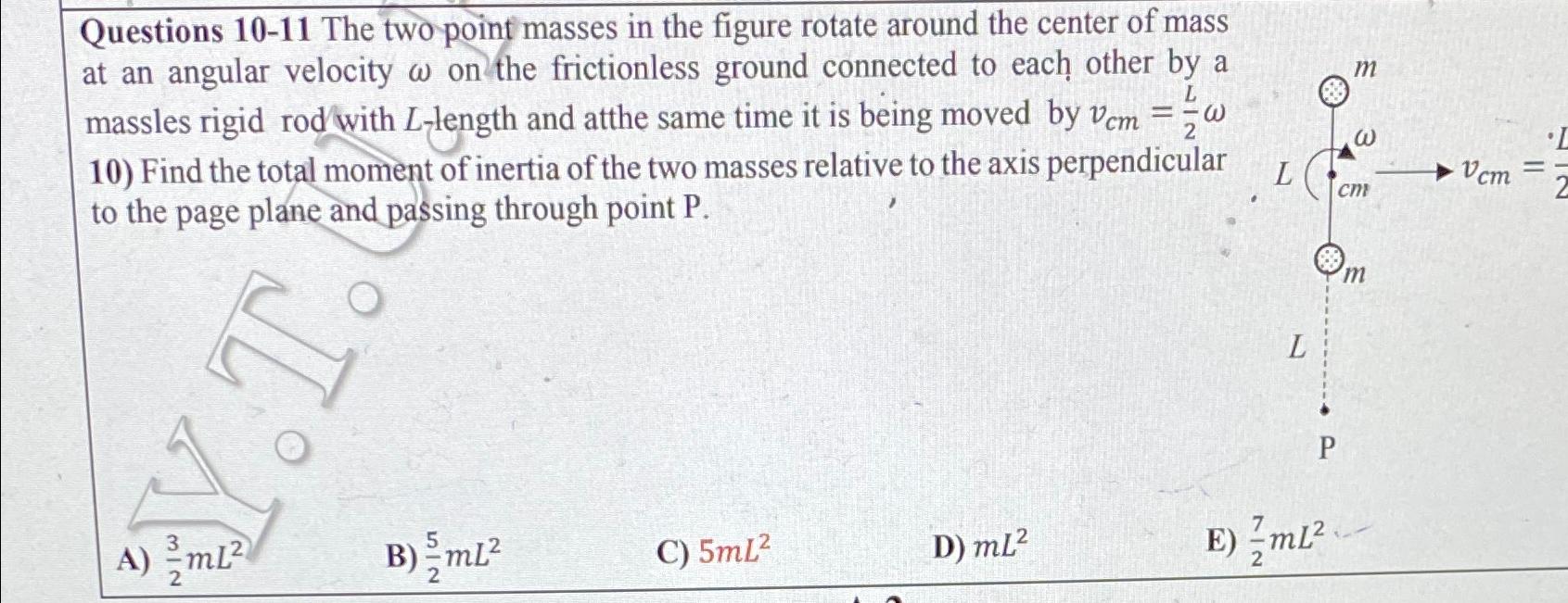 Solved Questions 10-11 ﻿The two point masses in the figure | Chegg.com