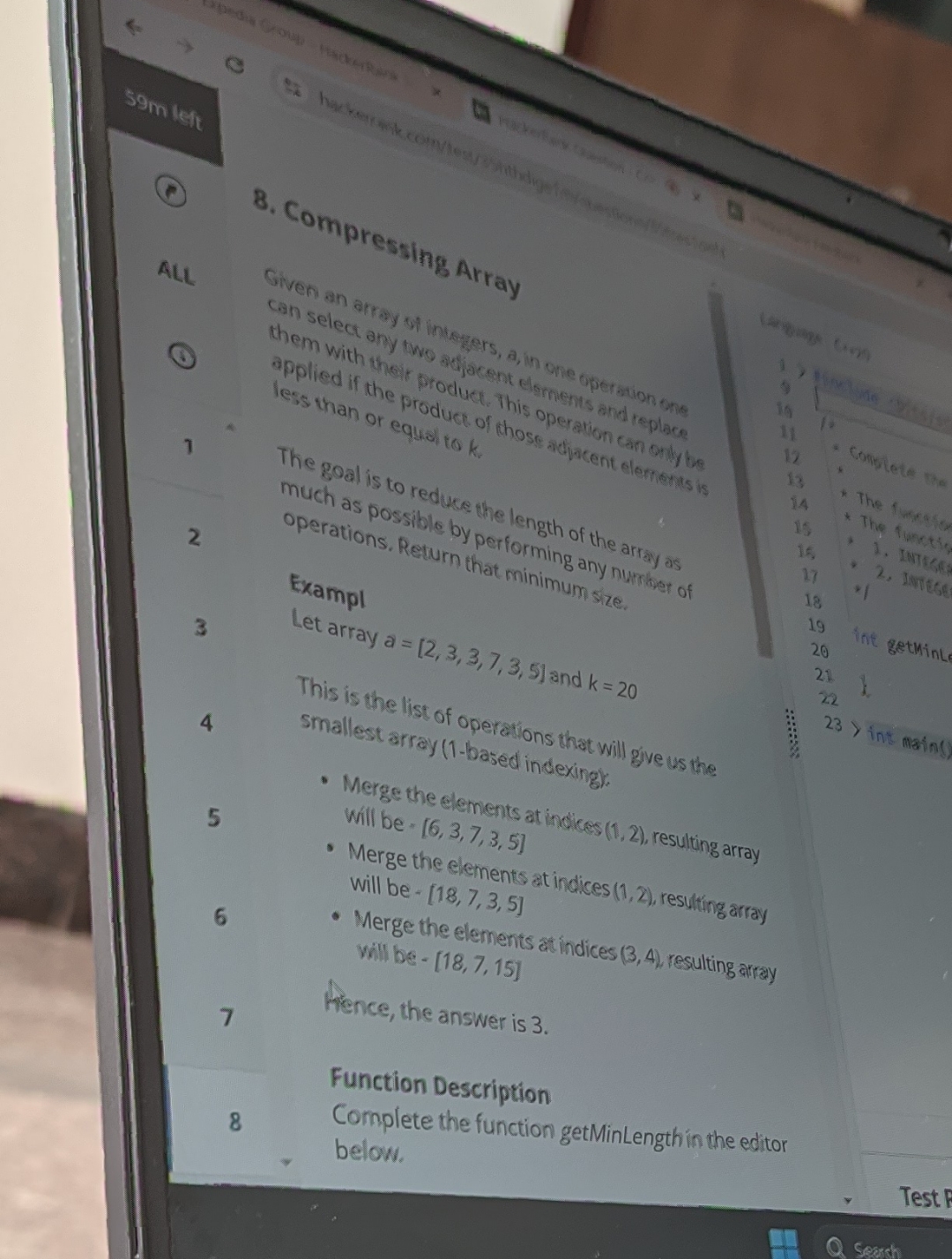 Solved Compressing Array\\nless than or equalition\\nThe | Chegg.com