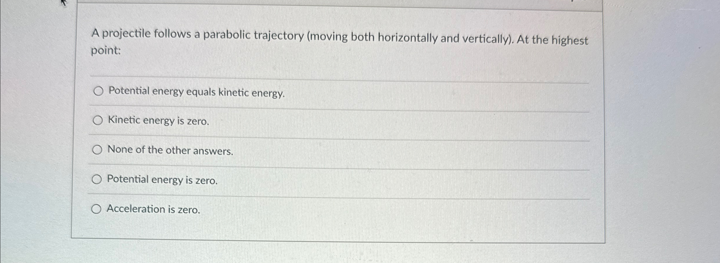 17 ﻿A projectile follows a parabolic trajectory | Chegg.com