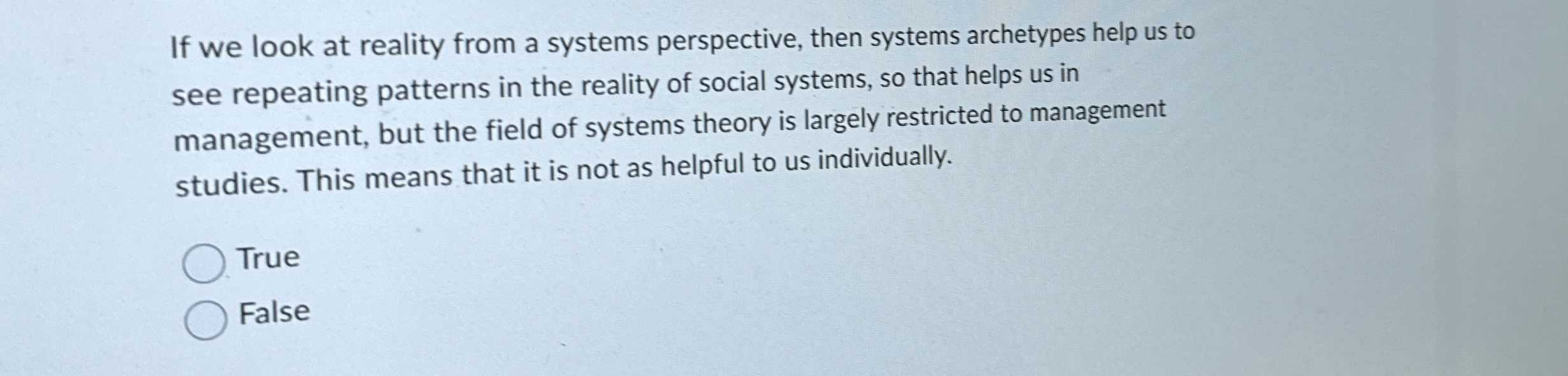 Solved If we look at reality from a systems perspective, | Chegg.com