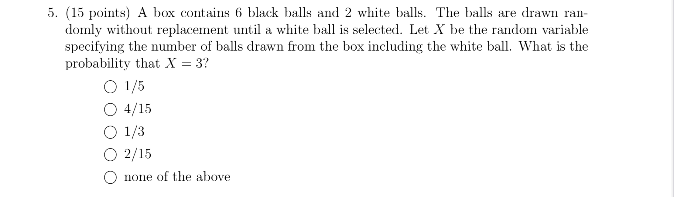 Solved (15 ﻿points) ﻿A box contains 6 ﻿black balls and 2 | Chegg.com