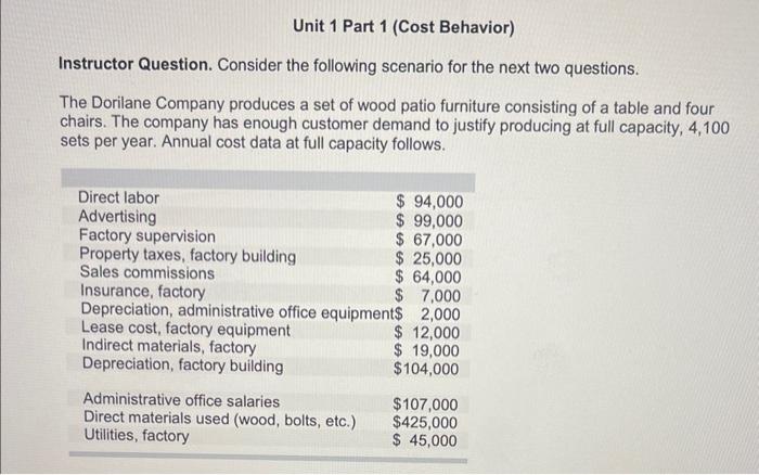 Solved Instructor Question. Consider the following scenario | Chegg.com