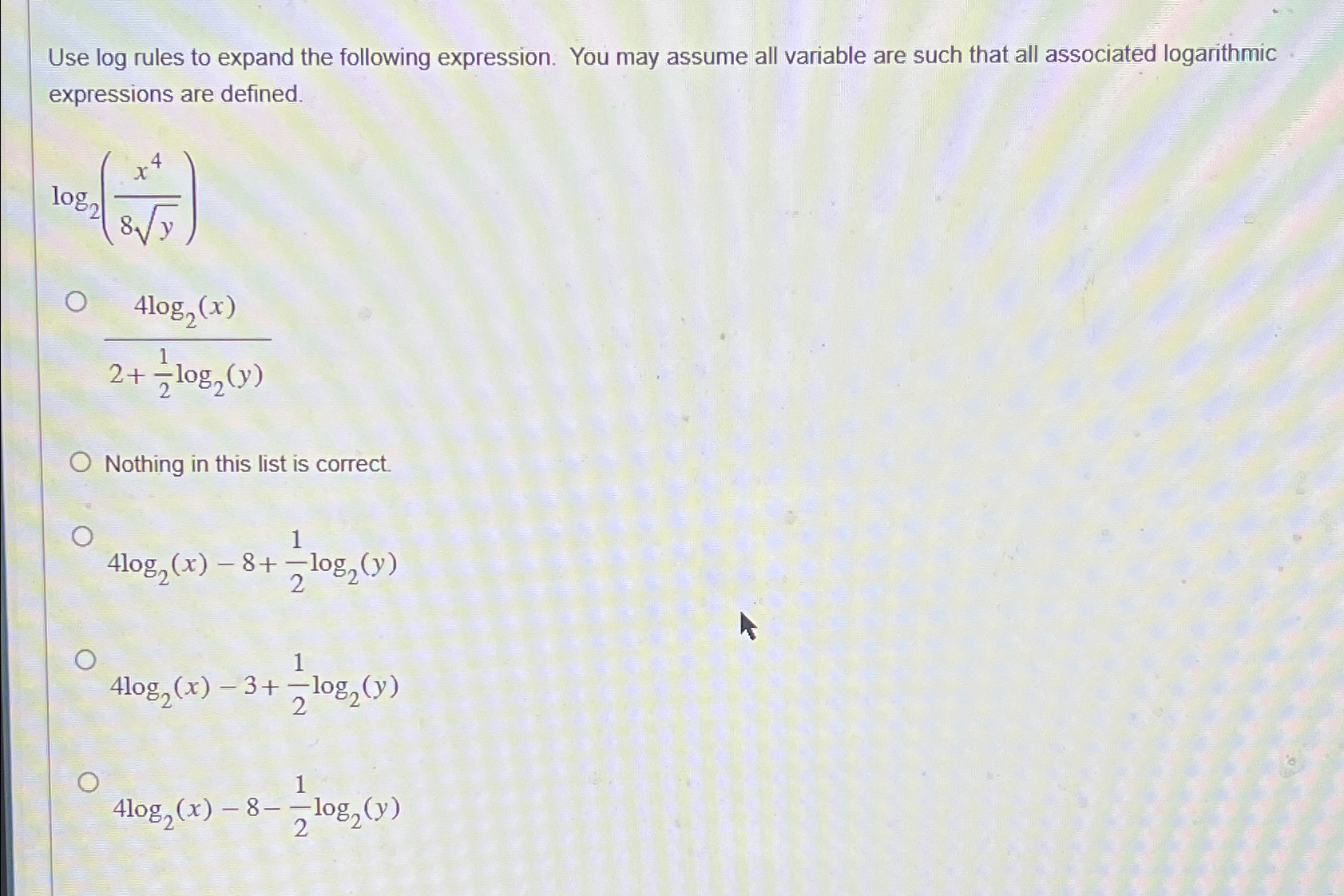 Solved Use log rules to expand the following expression. You | Chegg.com