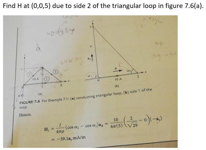 Solved Find Hat (0,0,5) due to side 2 of the triangular loop | Chegg.com