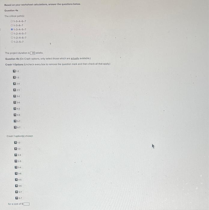 Solved 4. Given the following network diagram and | Chegg.com