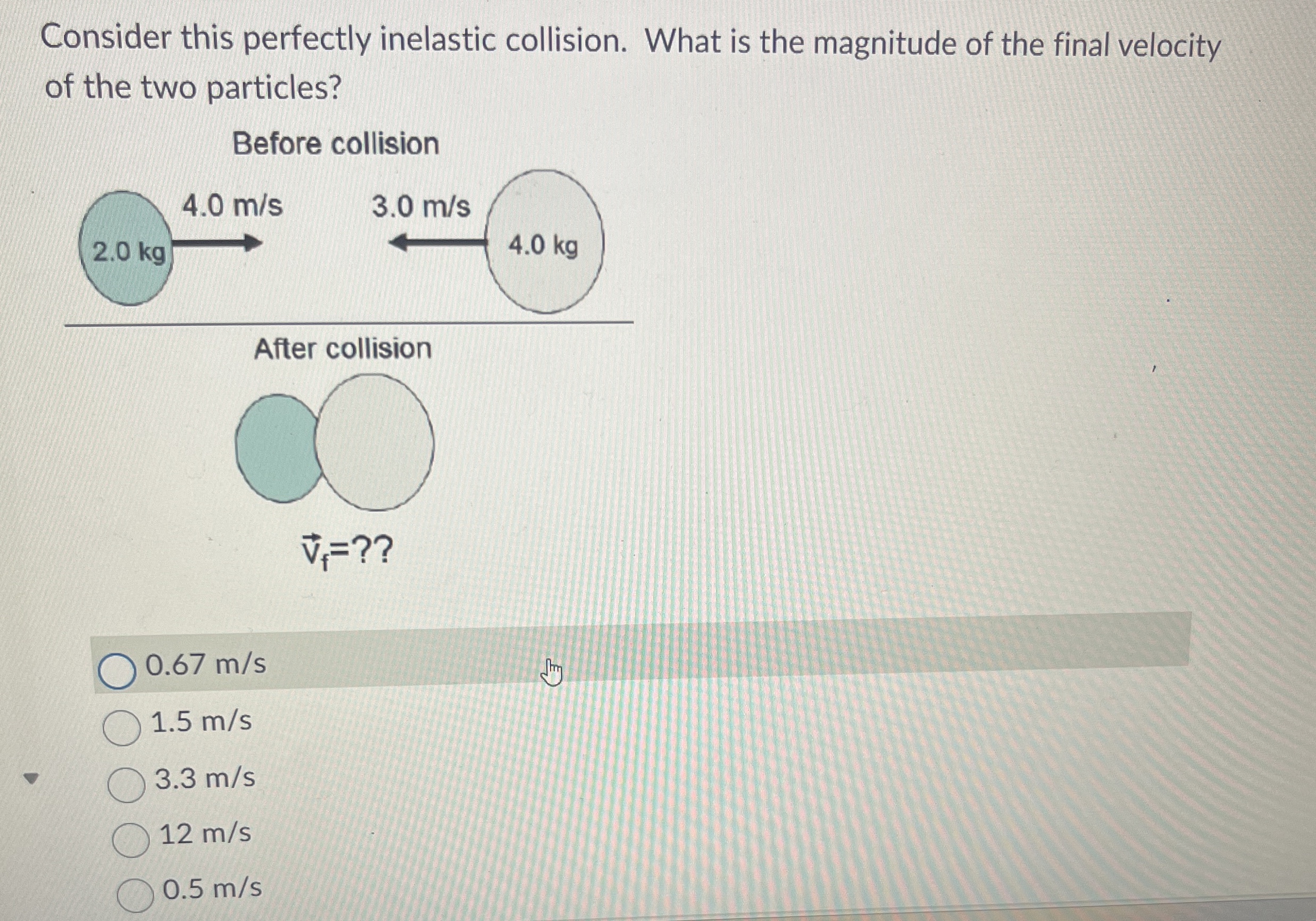Solved Consider this perfectly inelastic collision. What is | Chegg.com
