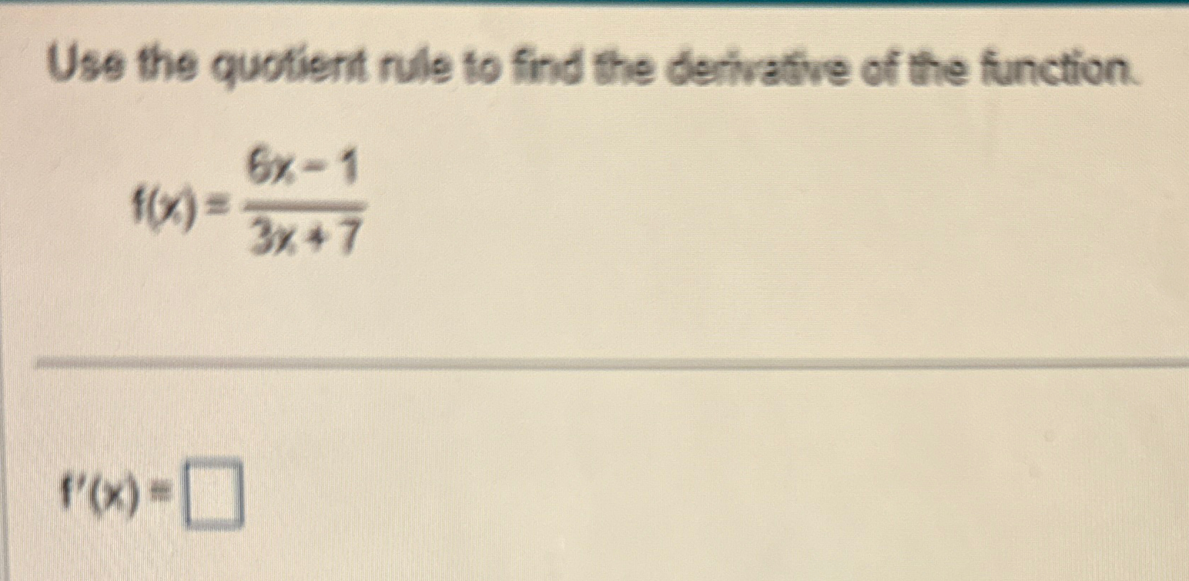 Solved Use the quotient rule to find the derivative of the | Chegg.com