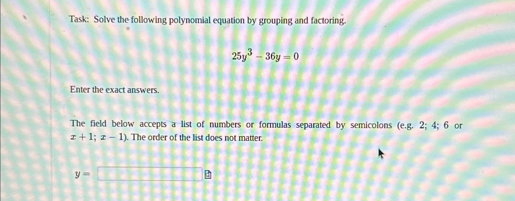 Solved Task: Solve the following polynomial equation by | Chegg.com