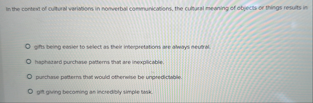 [Solved]: In the context of cultural variations in nonverbal